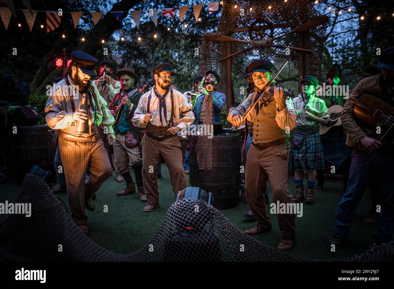 Old Time Sailors performing at Trebah Garden Amphitheatre in Cornwall ...