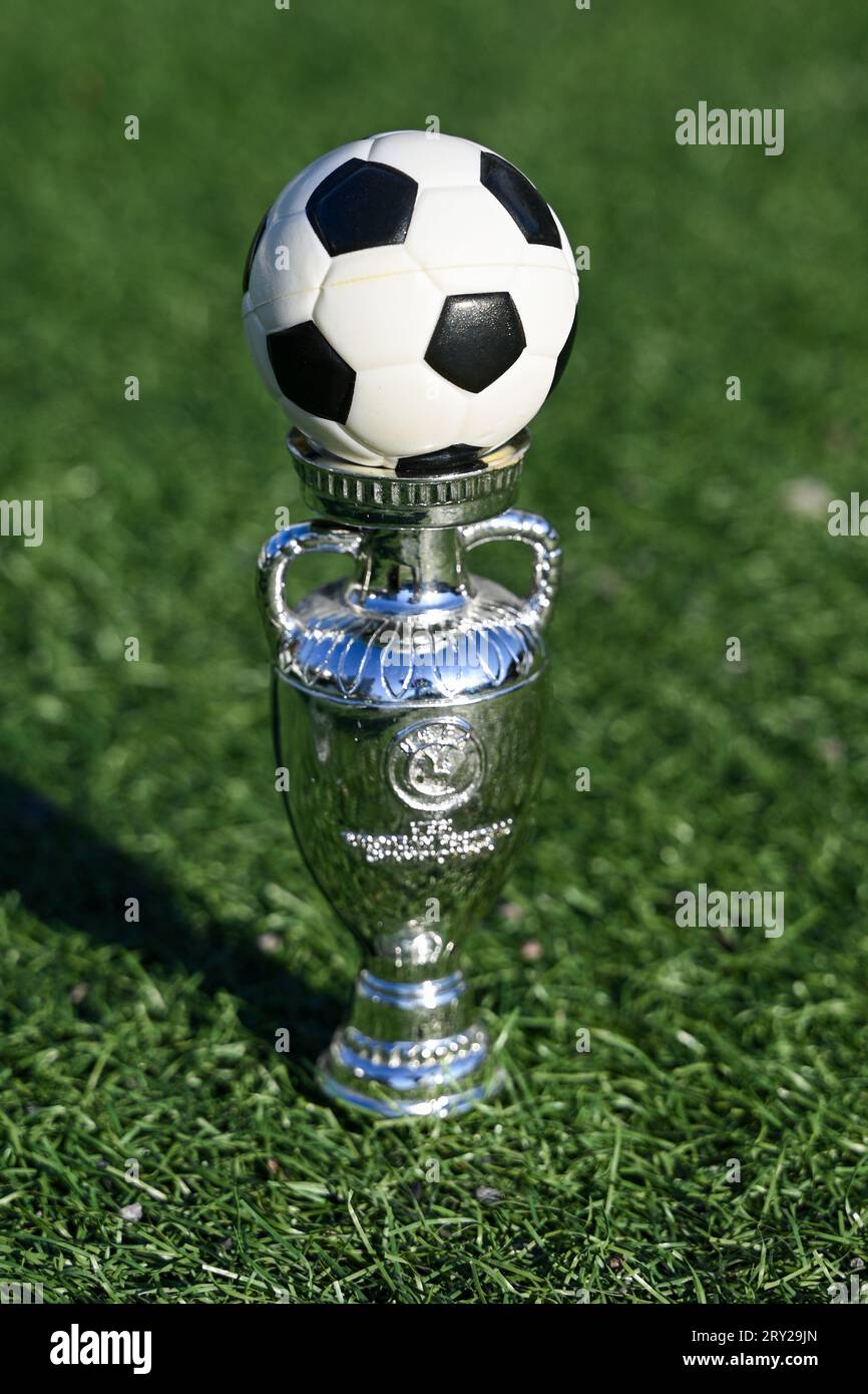 September 27, 2023, Berlin Germany. The trophy of the European Football ...