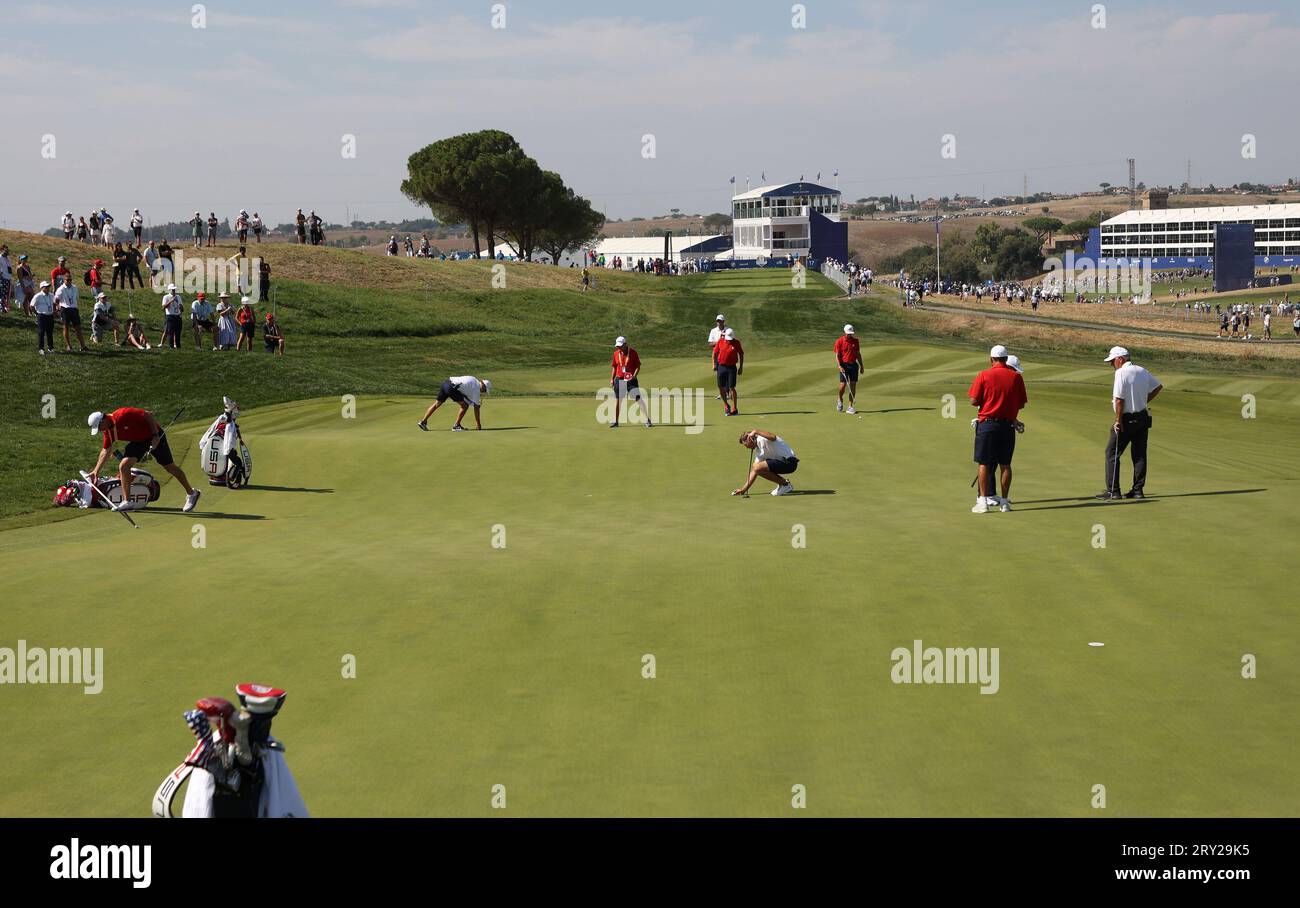 Rome, Italy. 28th Sep, 2023. Members of the American Ryder Cup team ...