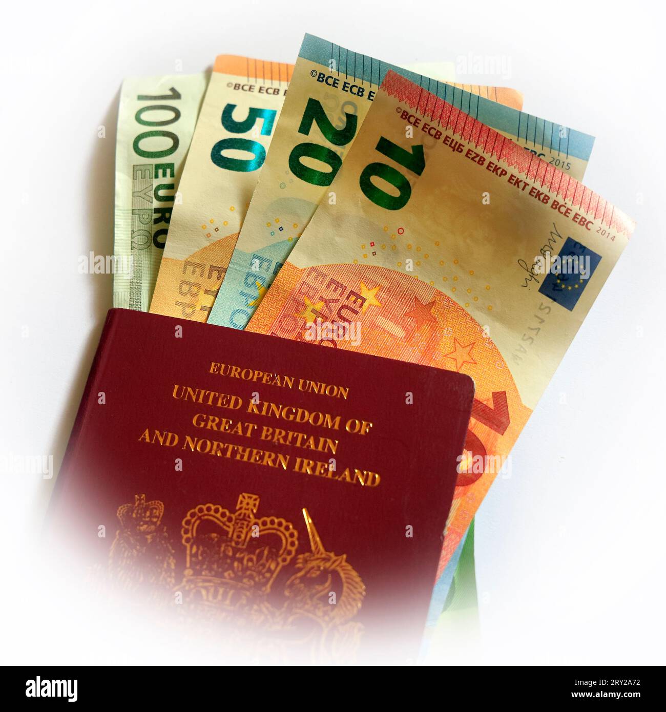 Euro notes of various denominations 10 euros,20 euros,50 euros,100 ...