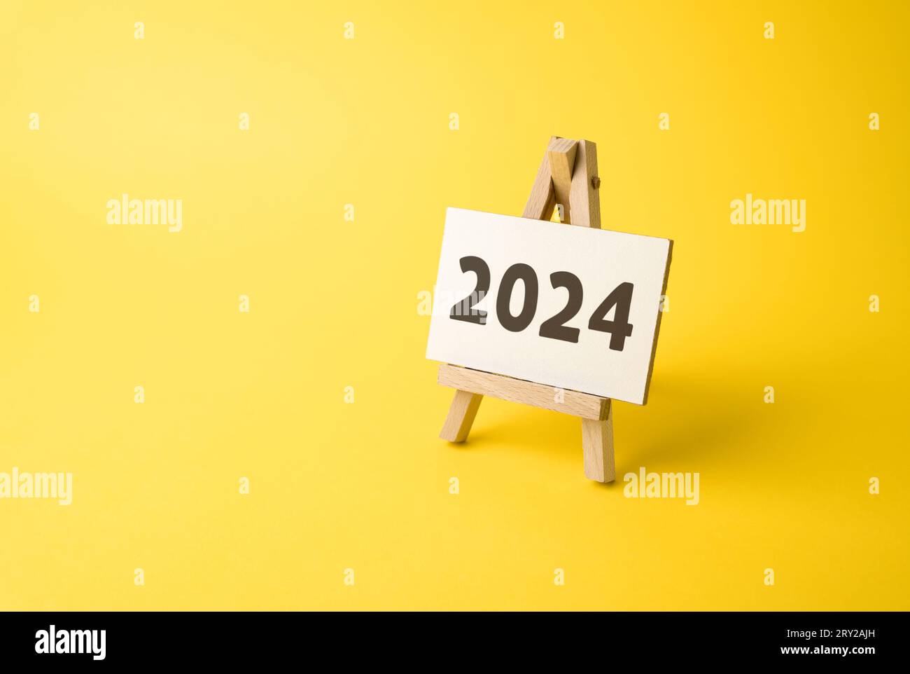 Stand with 2024 inscription. The beginning of a new year. Reflecting on ...