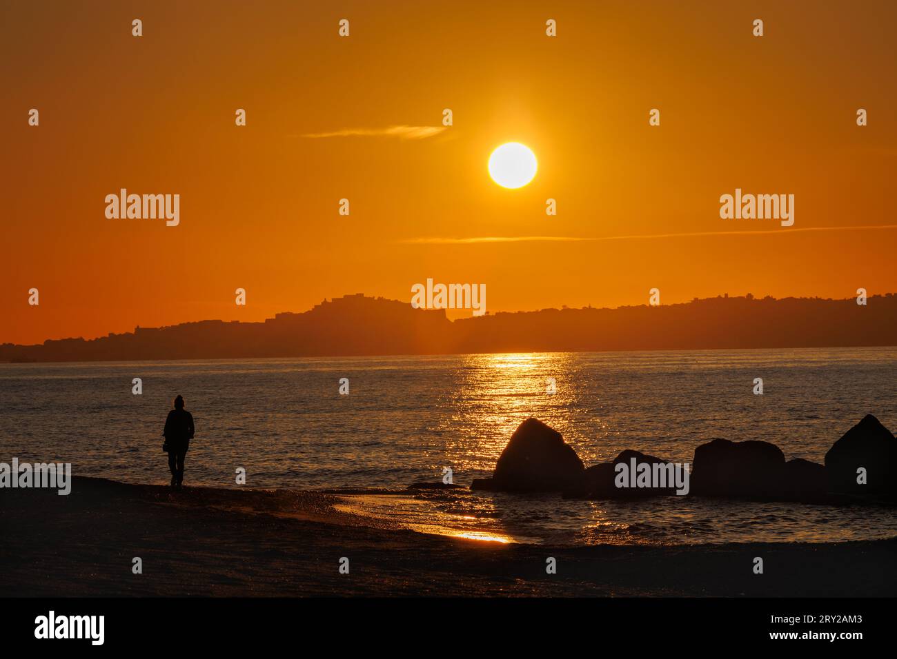 Sunset on the beaches of Spadafora, Sicily, Italy Stock Photo - Alamy