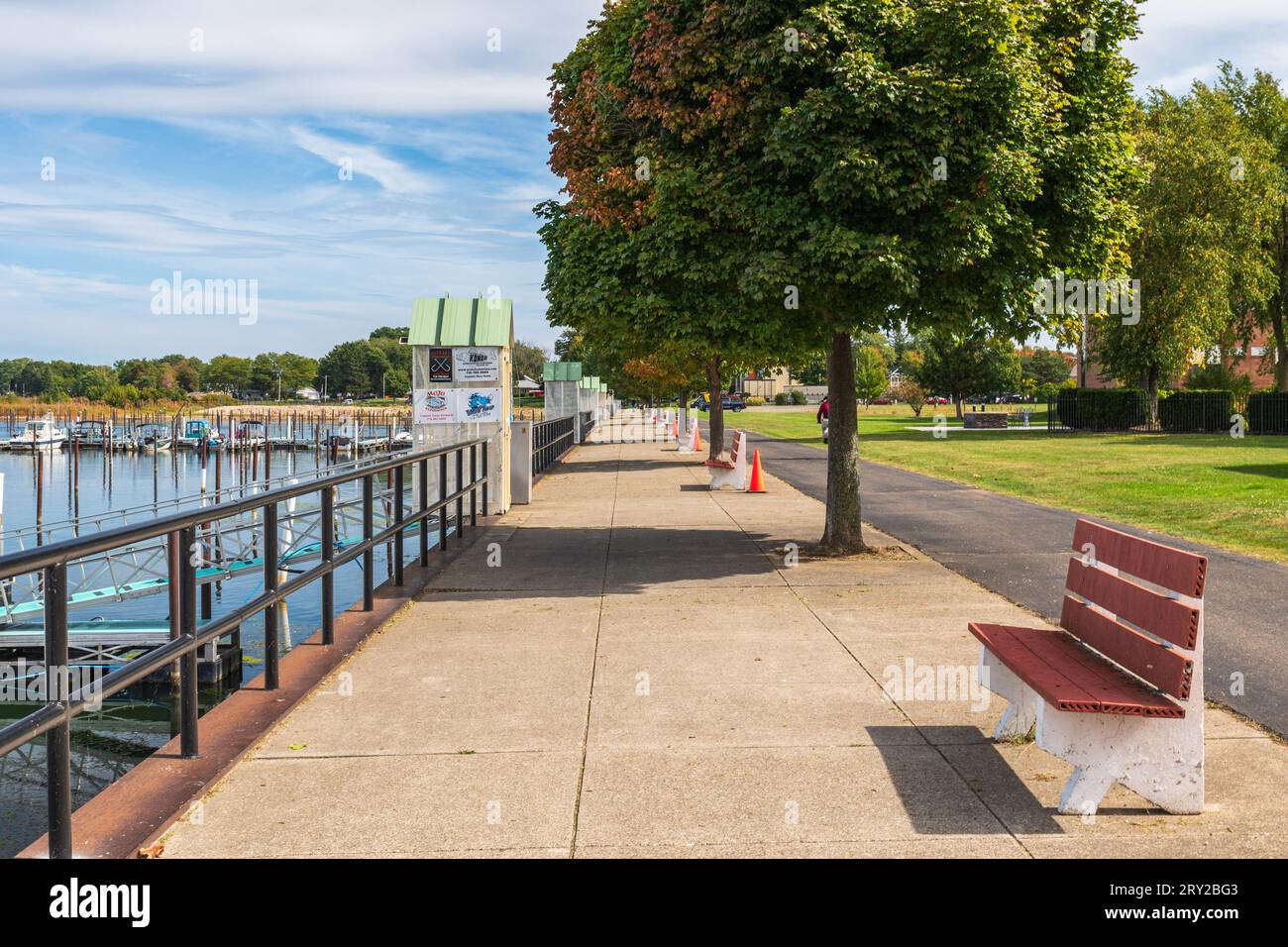 The walkway next to the marina at the Dunkirk City Pier in Dunkirk, New ...