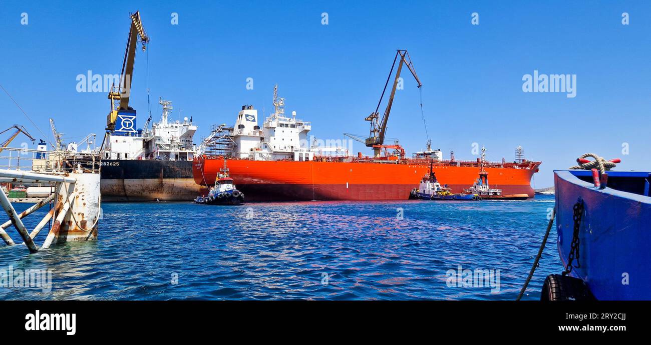 Onex Neorion Shipyard, Syros, island, Greece Stock Photo - Alamy