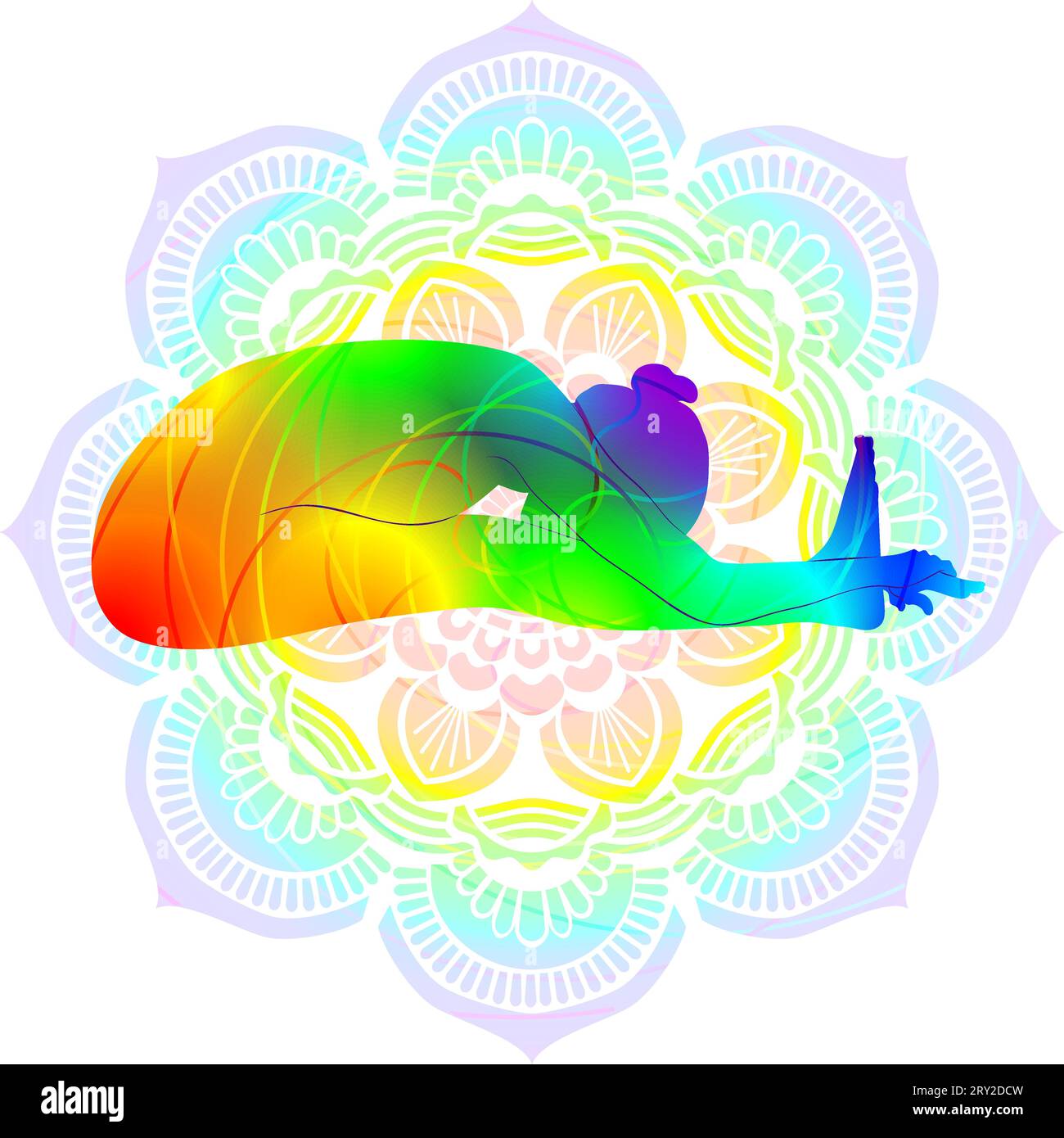 Colorful silhouette yoga posture. Seated Forward Bend 4 pose or Intense ...