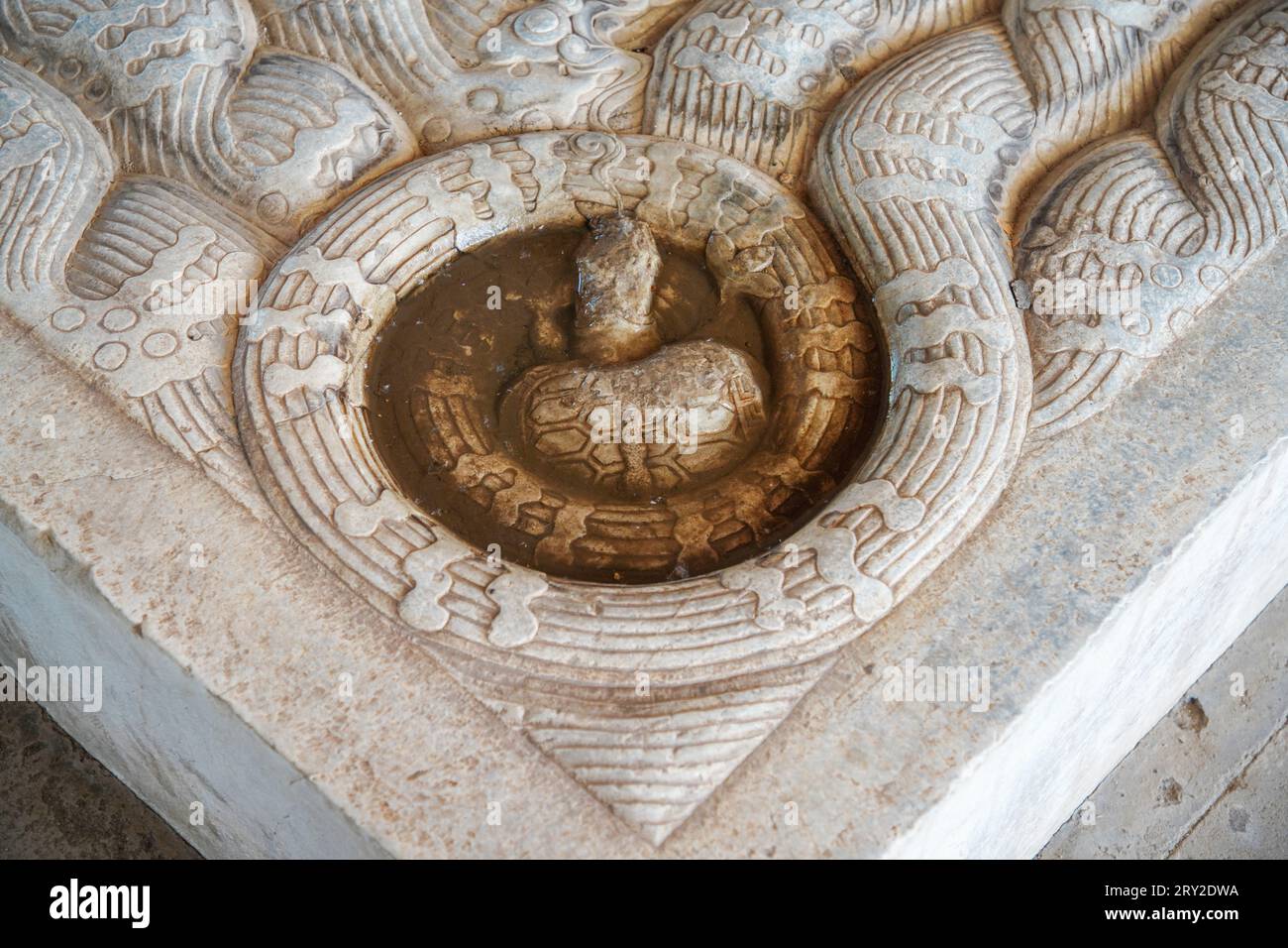 The stone carving texture is on a stone slab in the Eastern Tombs of ...