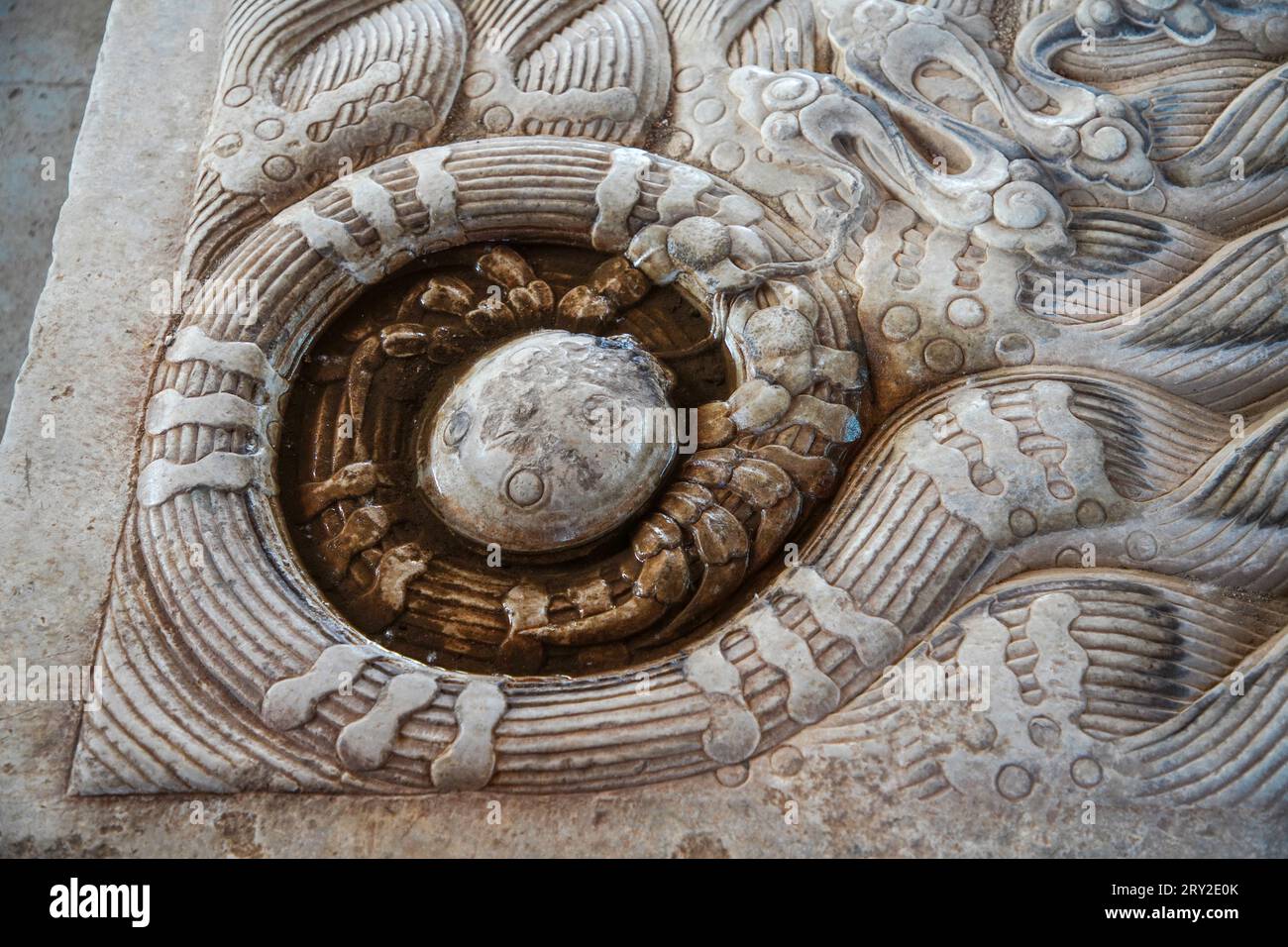 The stone carving texture is on a stone slab in the Eastern Tombs of ...