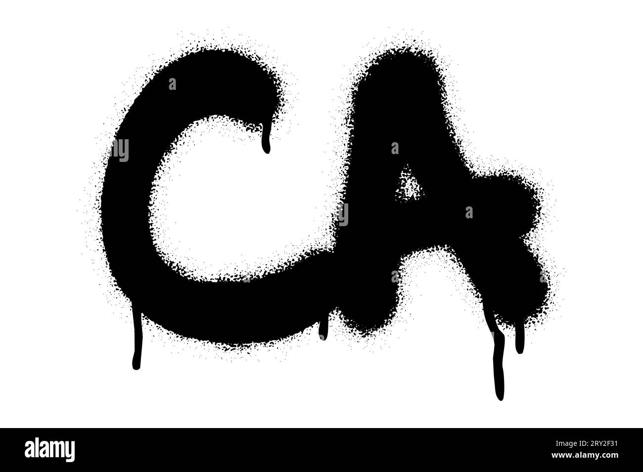 Spray graffiti CA zip code abbreviation, CALIFORNIA, over white Stock ...