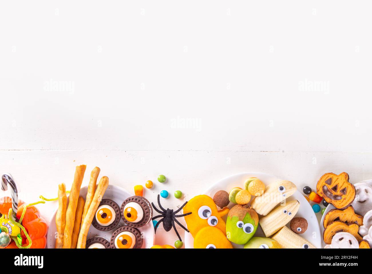 Halloween monster food and snack assortment. Set of funny creative food ...