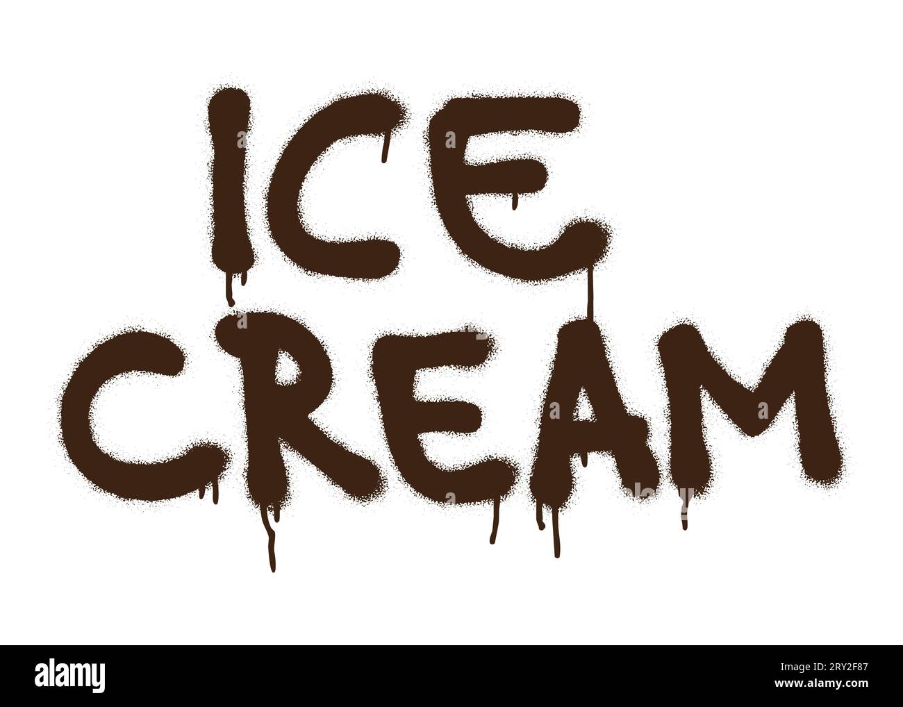 Isolated brown ICE CREAM spray graffiti quote over white Stock Vector ...