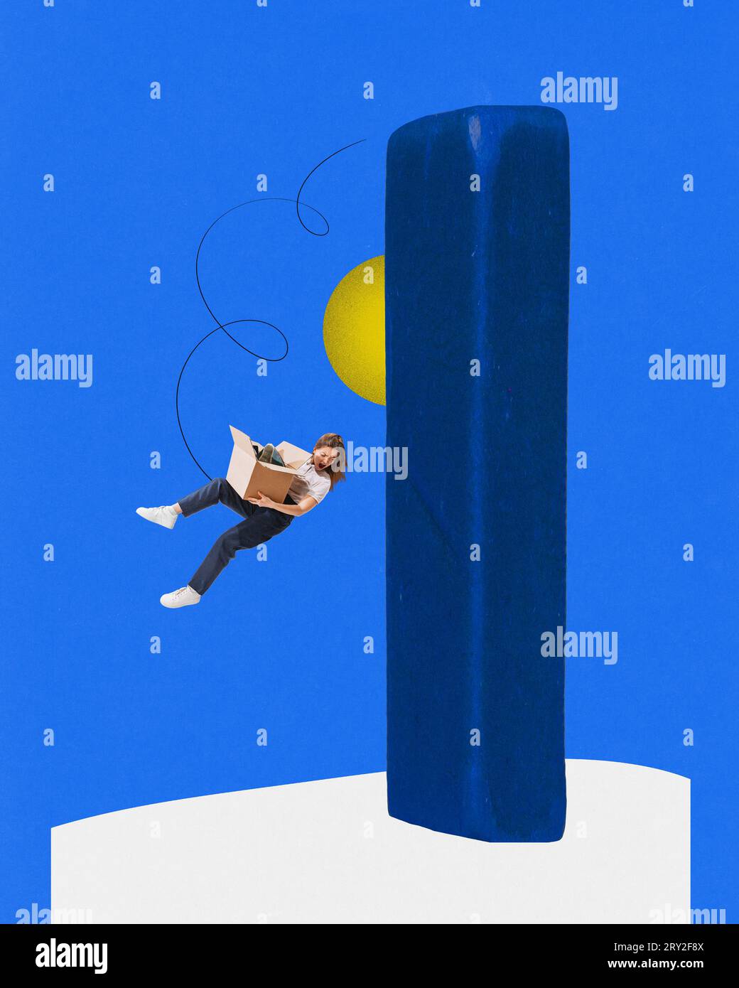 Poster. Banner. Contemporary art collage. Creative artwork. Woman with ...