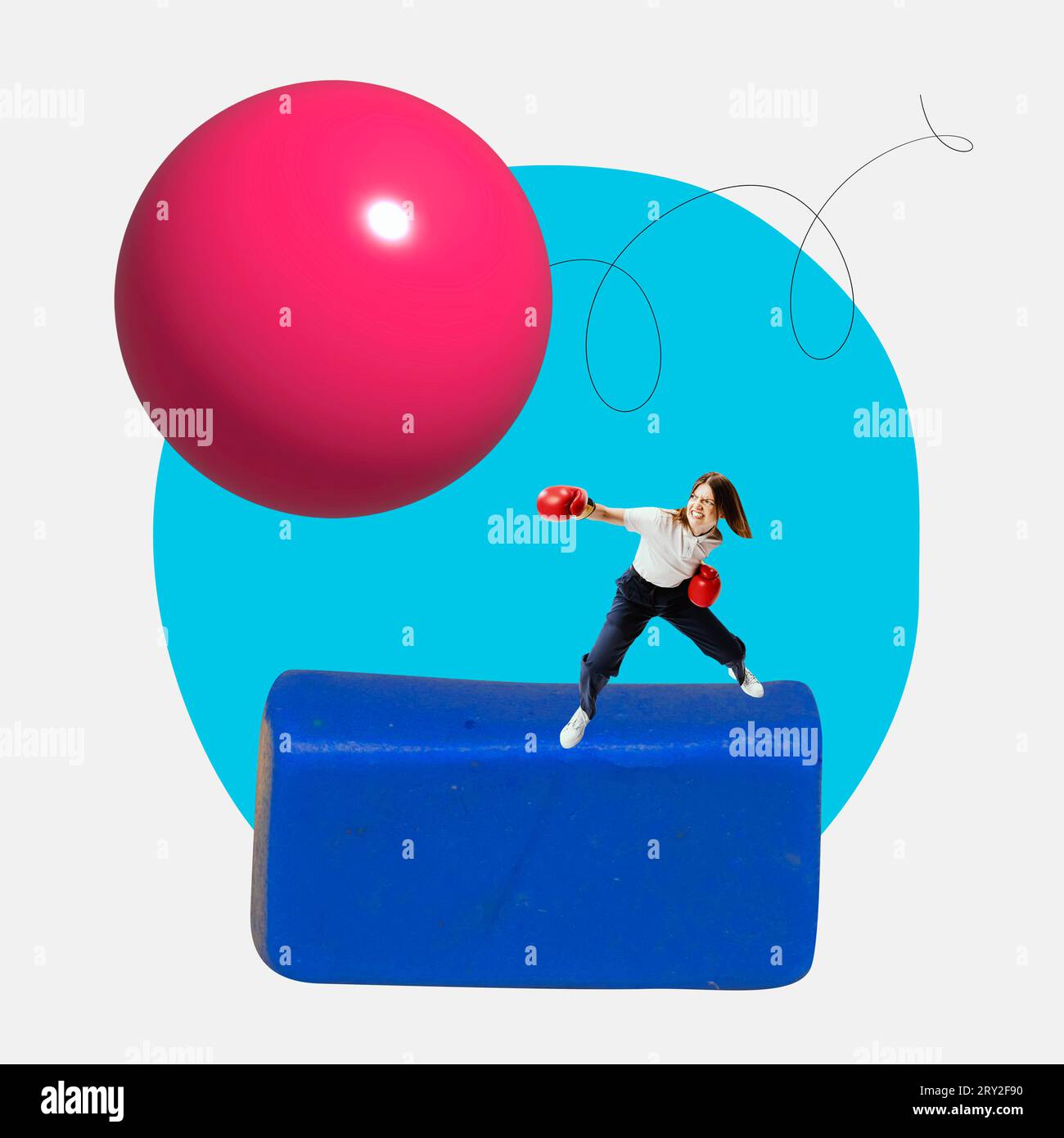 Poster. Banner. Contemporary art collage. Creative artwork. Woman in ...