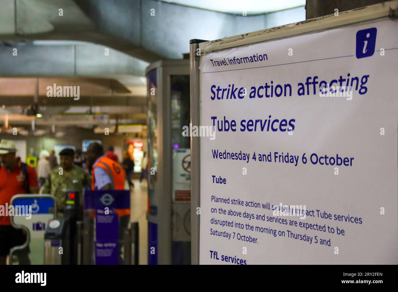 London, UK. 28th Sep, 2023. Thousands of London Underground workers and ...