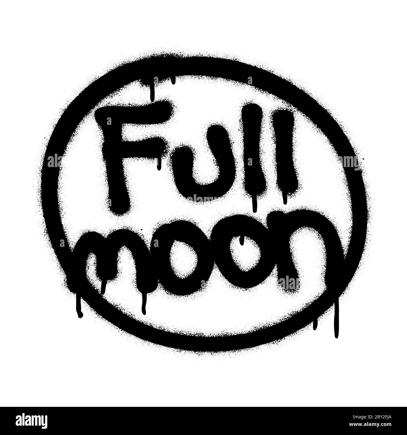 Spray graffiti quote FULL MOON inside a circle symbolizing that Stock ...