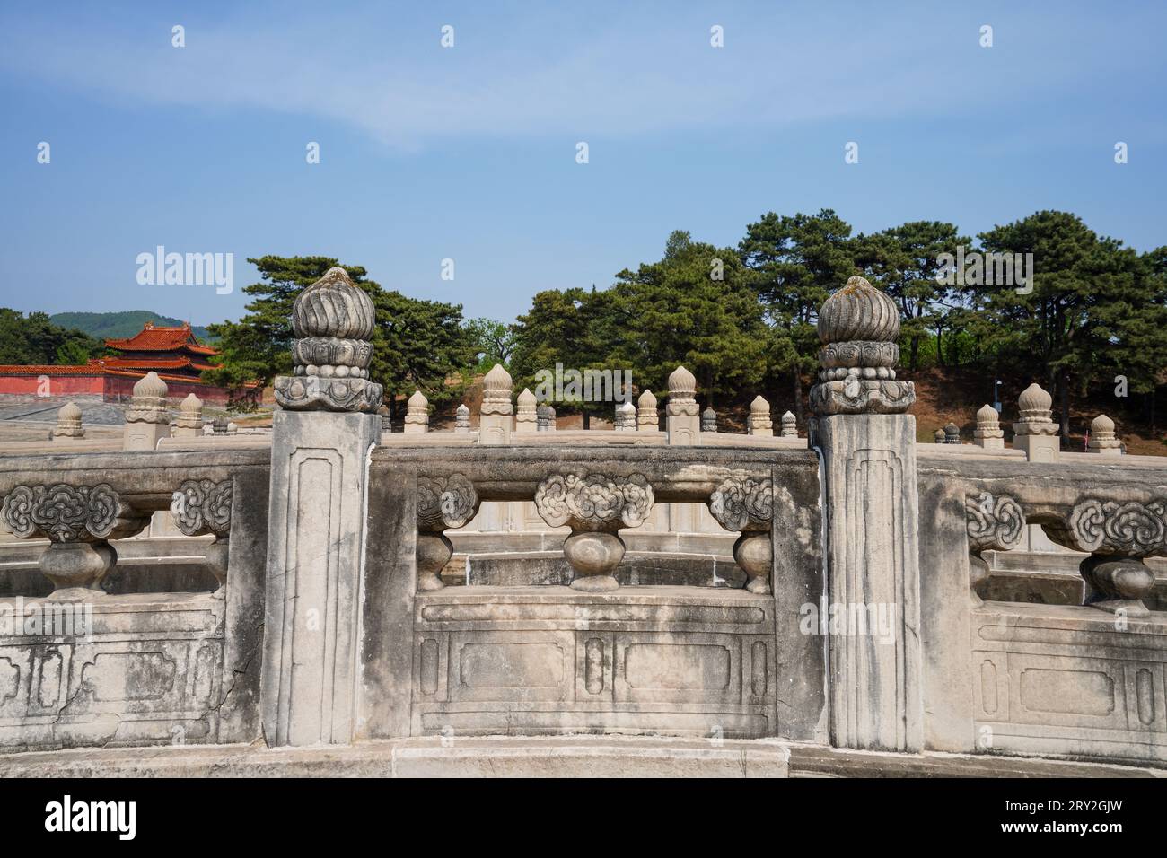 The stone bridge railing and column heads are located in the Eastern ...