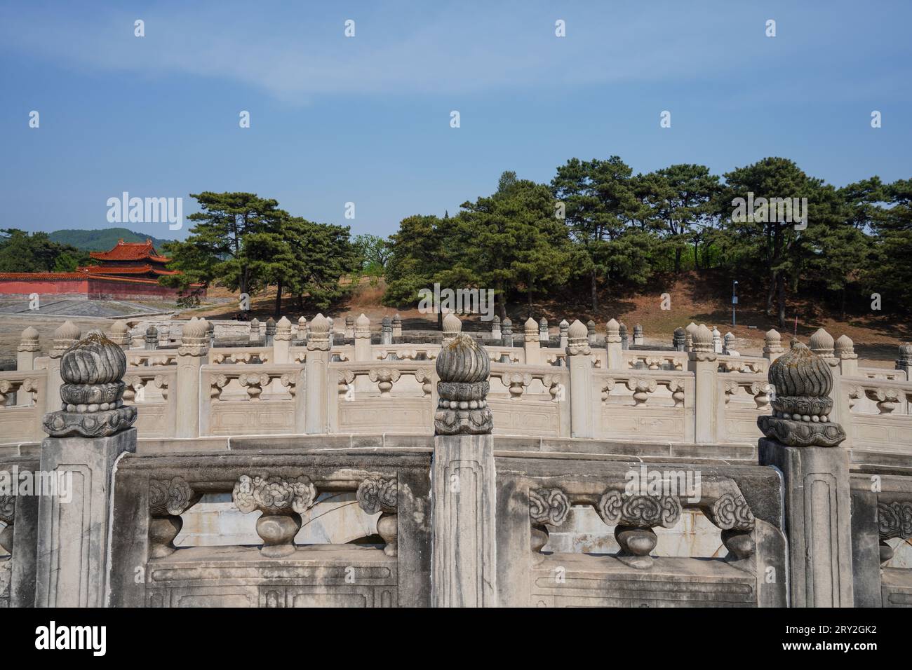 The stone bridge railing and column heads are located in the Eastern ...