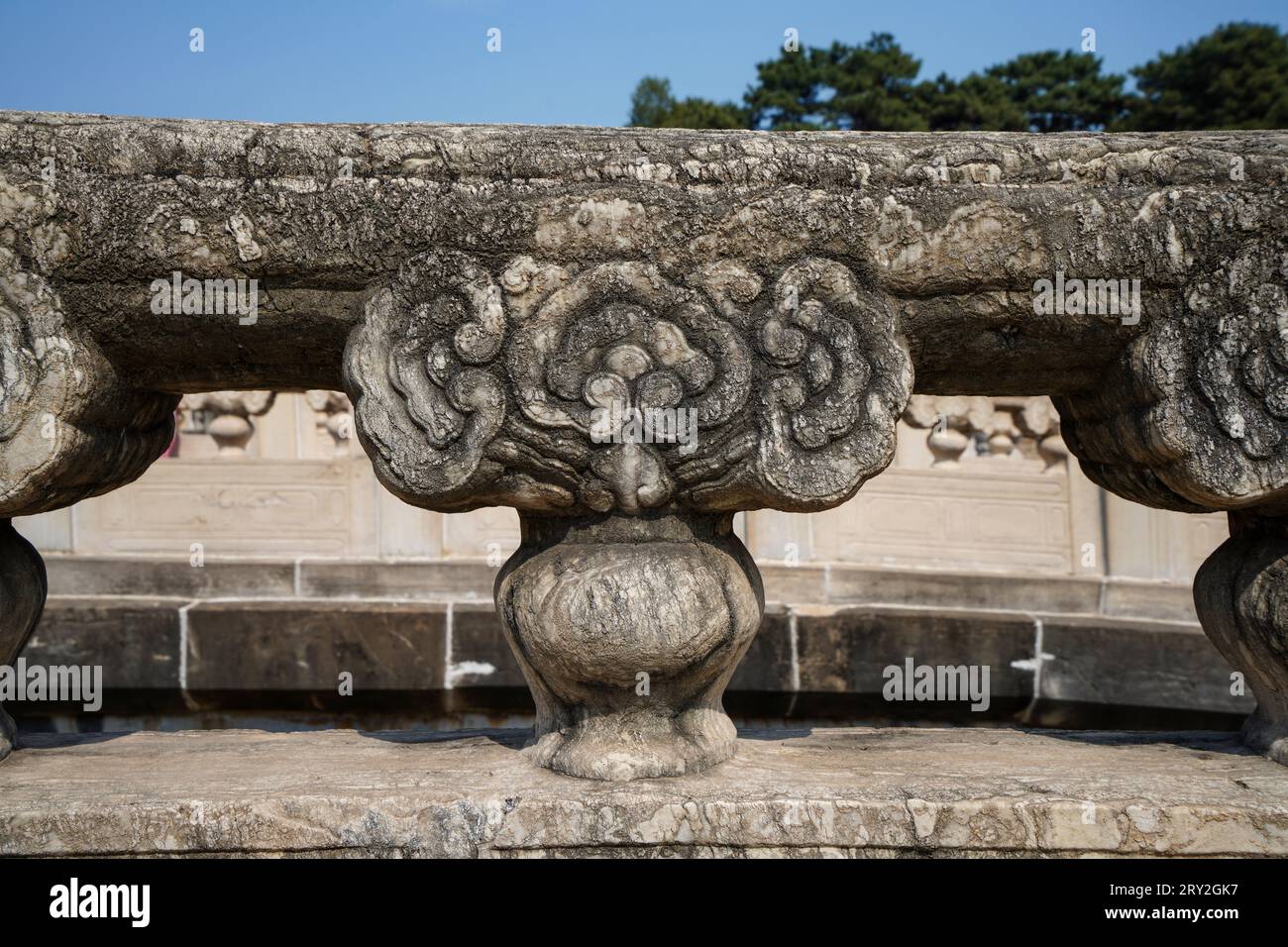 The stone bridge railing and column heads are located in the Eastern ...
