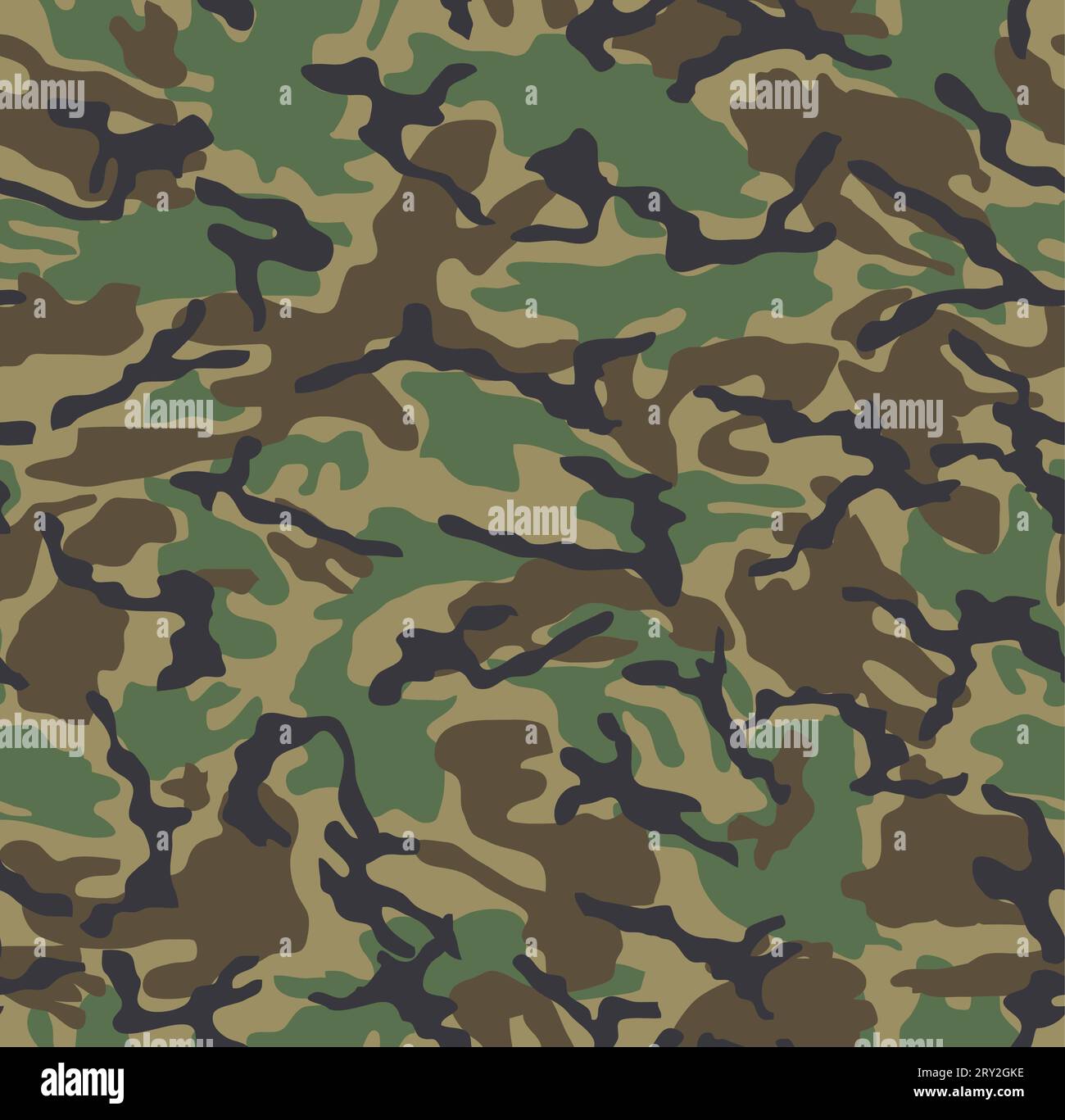 Woodland camouflage seamless pattern. Four colors, black, brown tan and ...