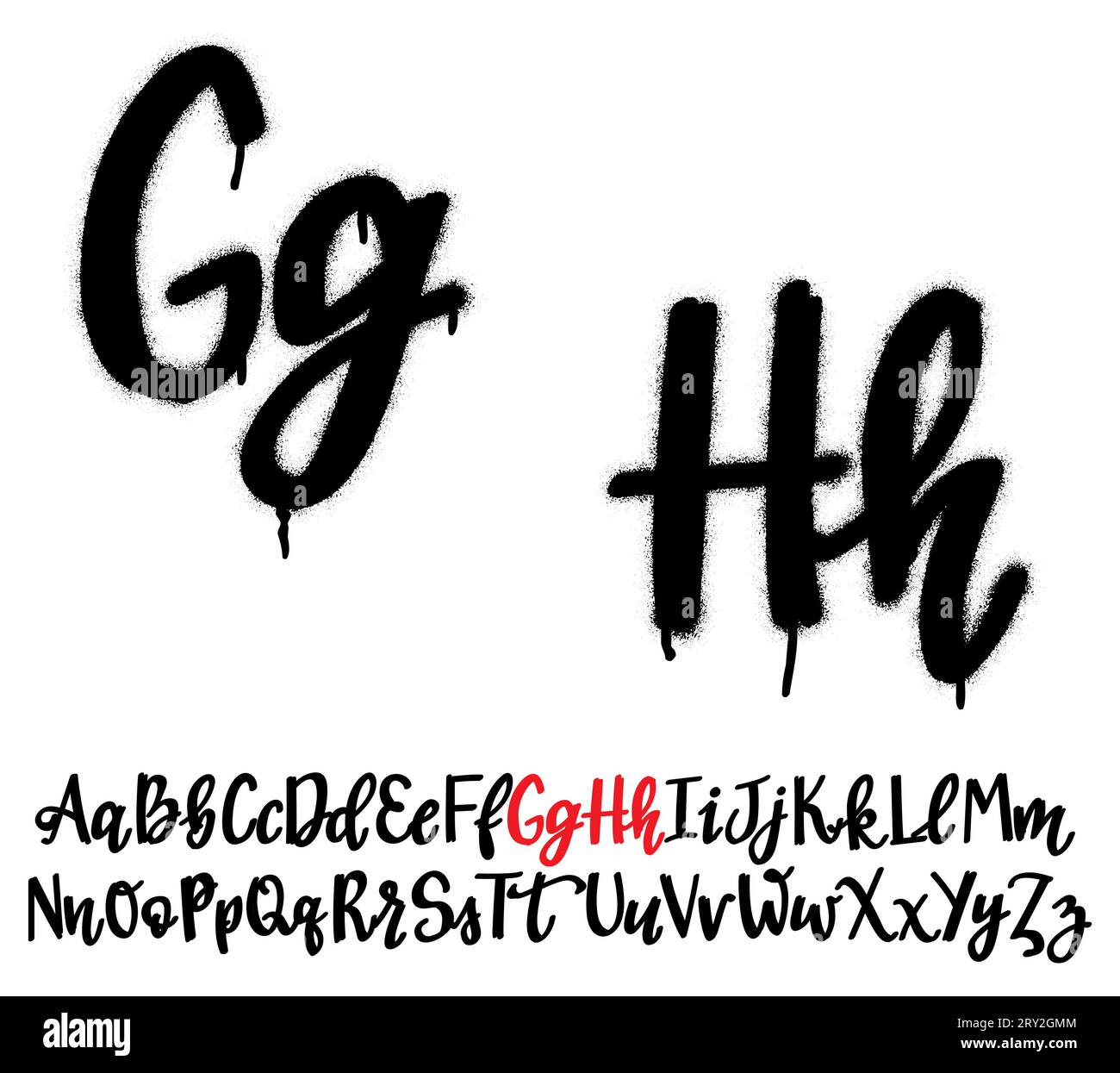 Spray graffiti hand lettering font. Letter G and H. Part 4 Stock Vector ...