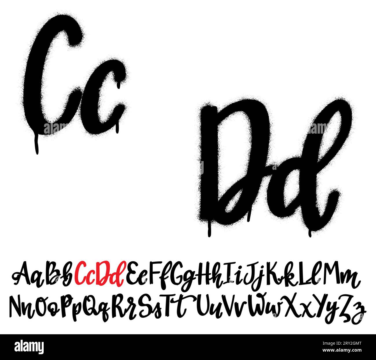 Spray graffiti hand lettering font. Letter C and D. Part 2 Stock Vector ...