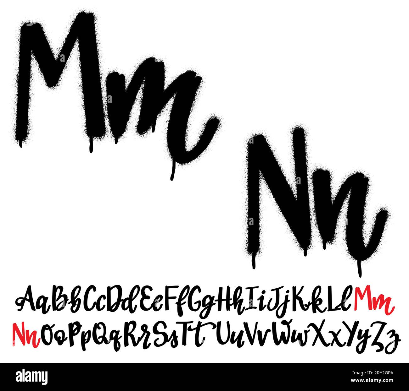 Spray graffiti hand lettering font. Letter M and N. Part 7 Stock Vector ...
