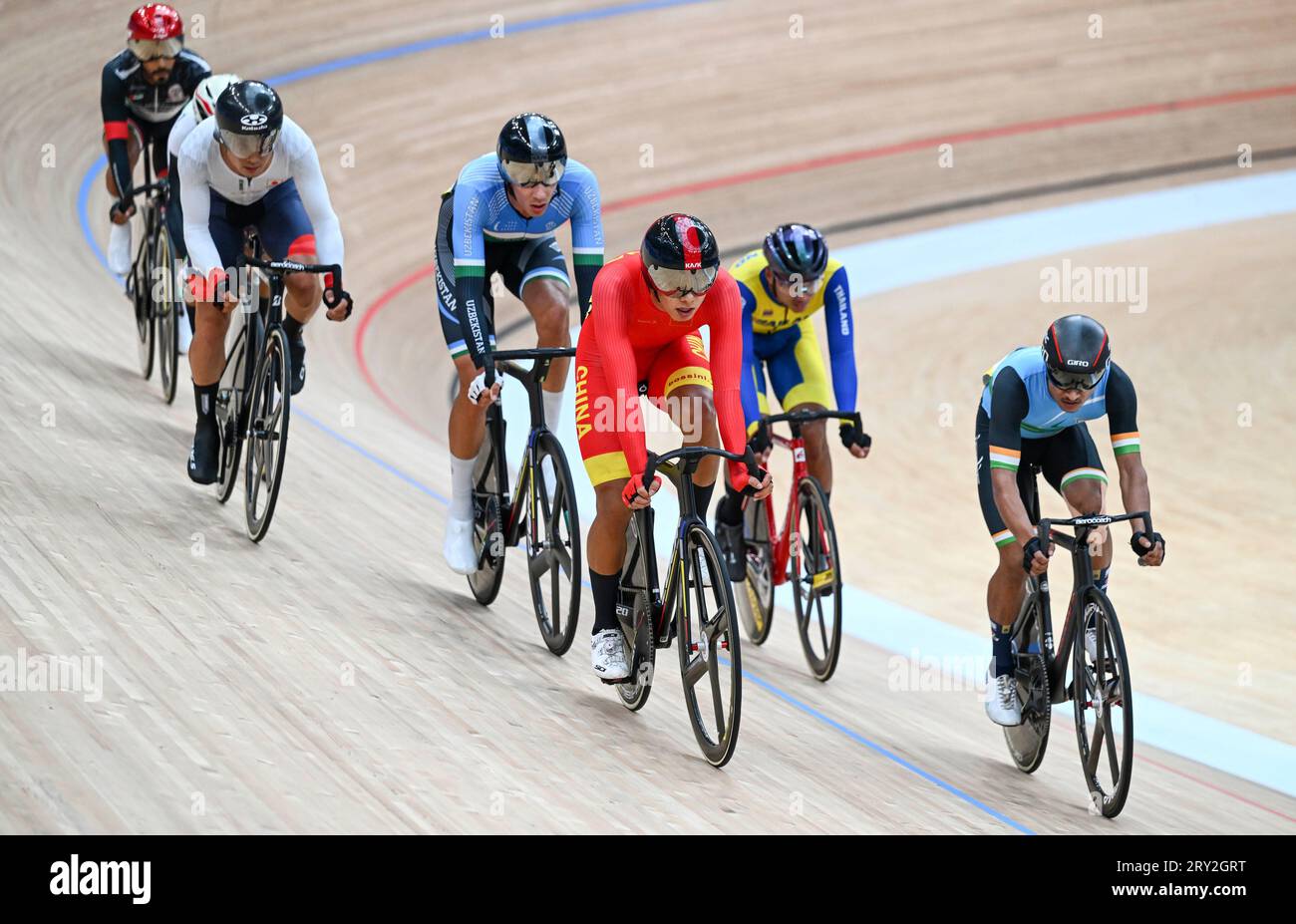 Hangzhou, China's Zhejiang Province. 28th Sep, 2023. Athletes compete ...