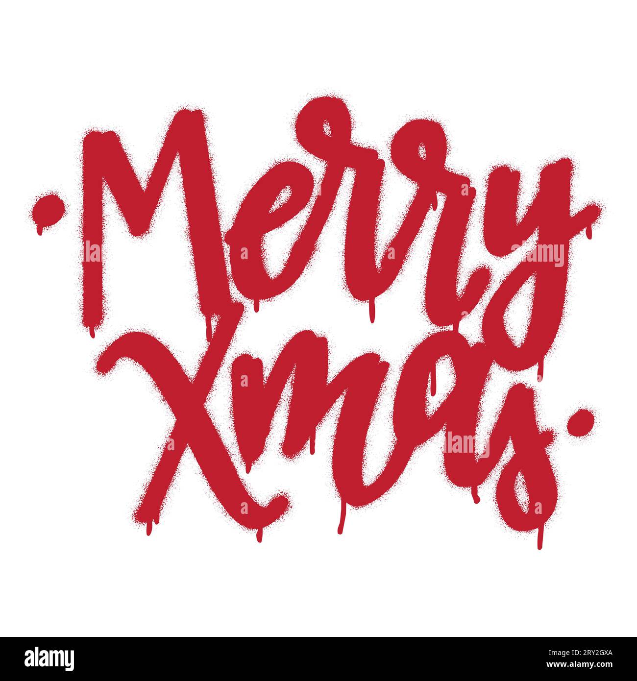 Spray graffiti hand lettering quote ''Merry Xmas'' (abbreviation of the ...
