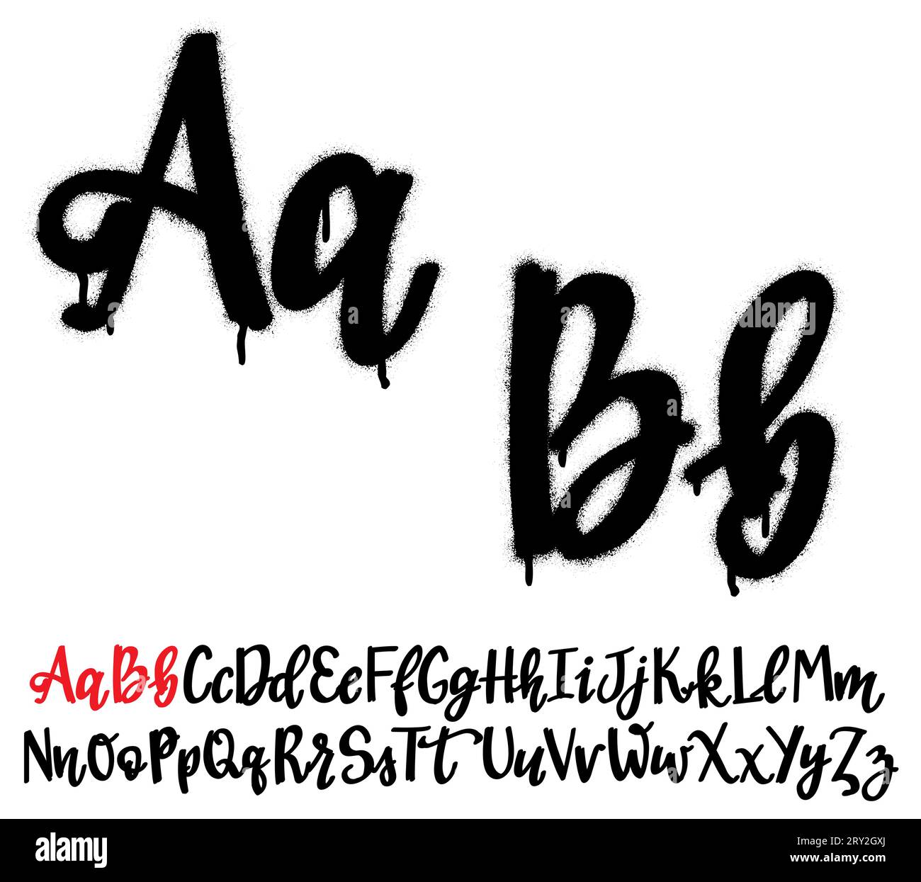 Spray graffiti hand lettering font. Letter A and B. Part 1 Stock Vector ...