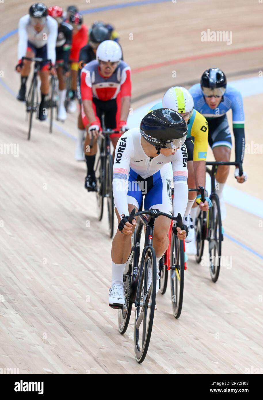 Hangzhou, China's Zhejiang Province. 28th Sep, 2023. Athletes compete ...