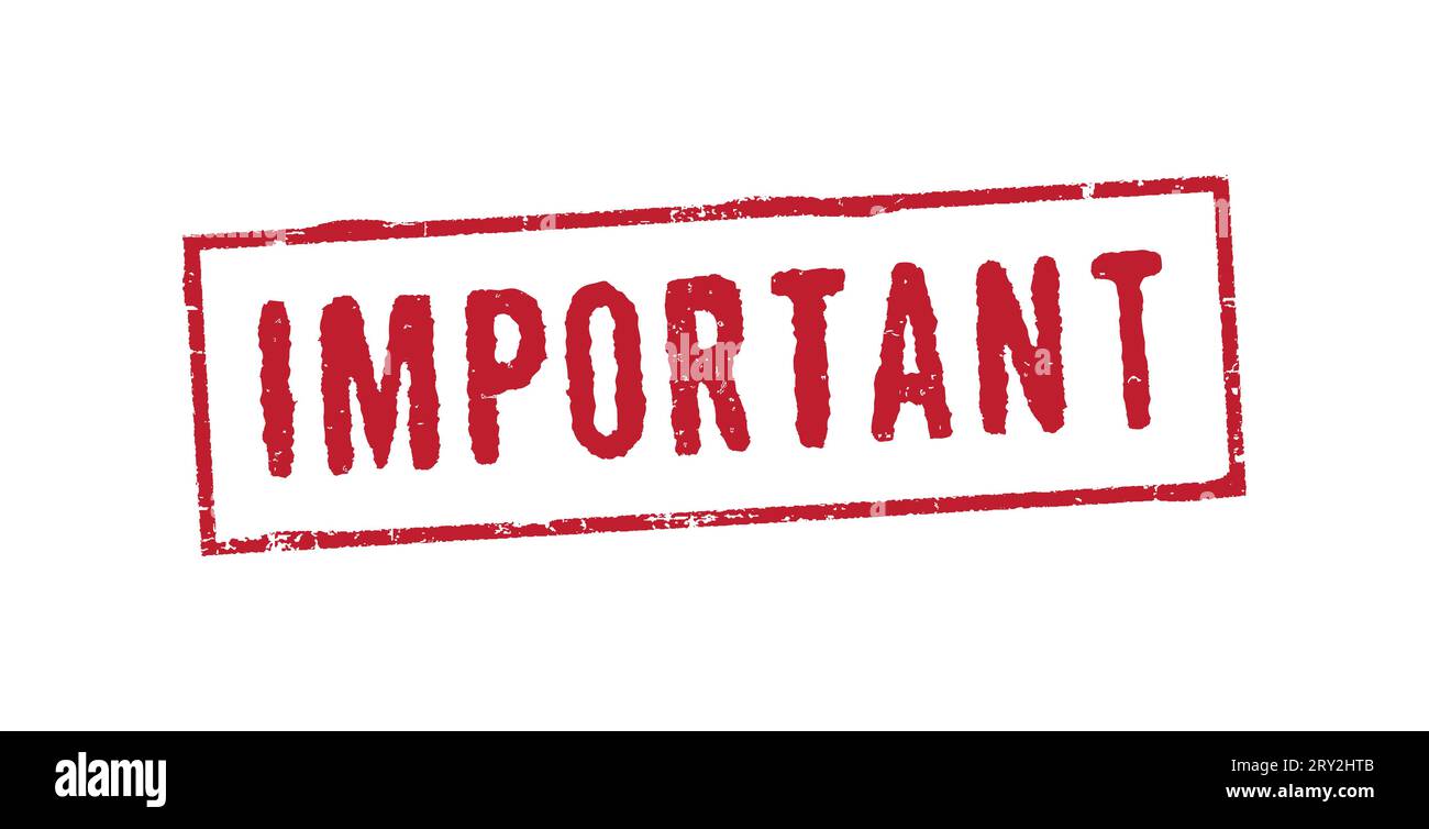 Red rubber stamp with word IMPORTANT inside rectangle. Isolated on ...