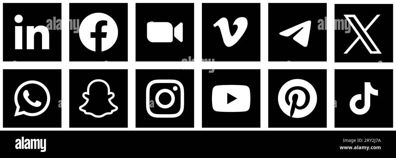 TikTok, Instagram, Youtube, Pinterest, LinkedIn, Facebook, Zoom, Vimeo, Telegram, X - former ...