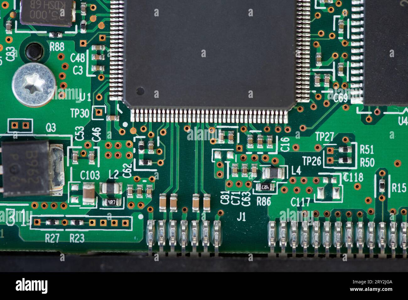 Detail of a CPU Processor over his Socket on a Motherboard. Computer Motherboard with Components ...