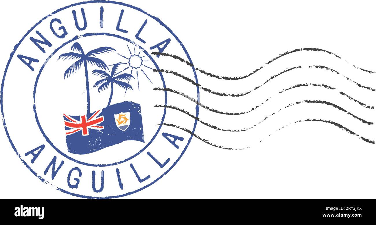 Postal grunge stamp 'Anguilla'. White background Stock Vector Image ...