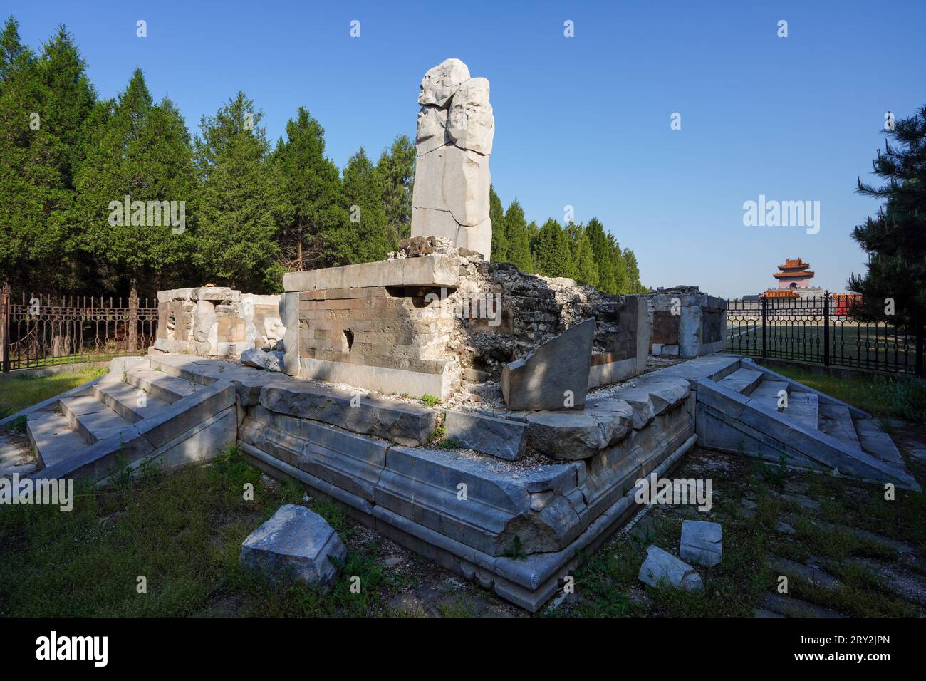 Zunhua City, China - May 1, 2023: The damaged stone tablet is located ...
