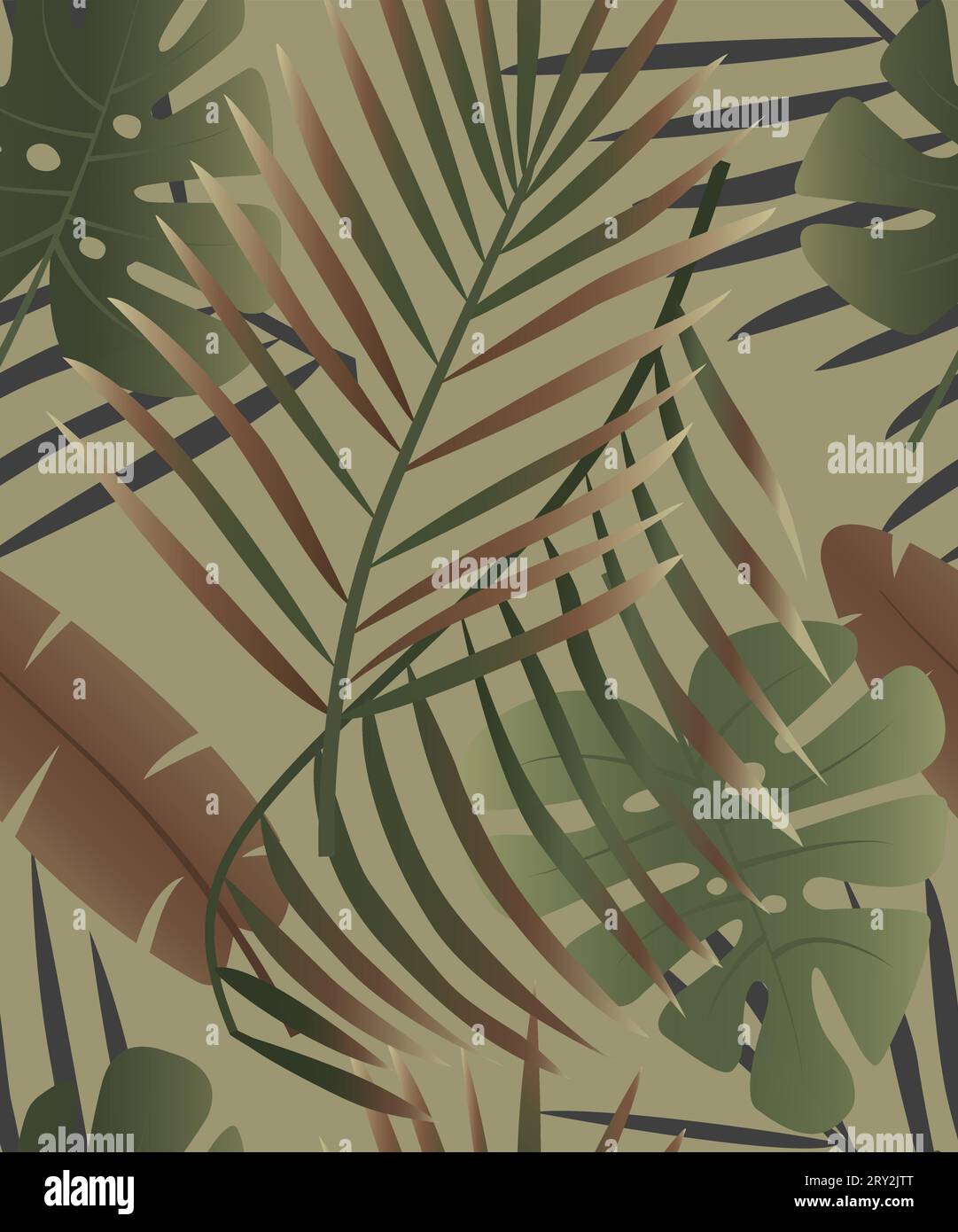 Camouflage seamless pattern. Tropical exotic leaves. Military and ...