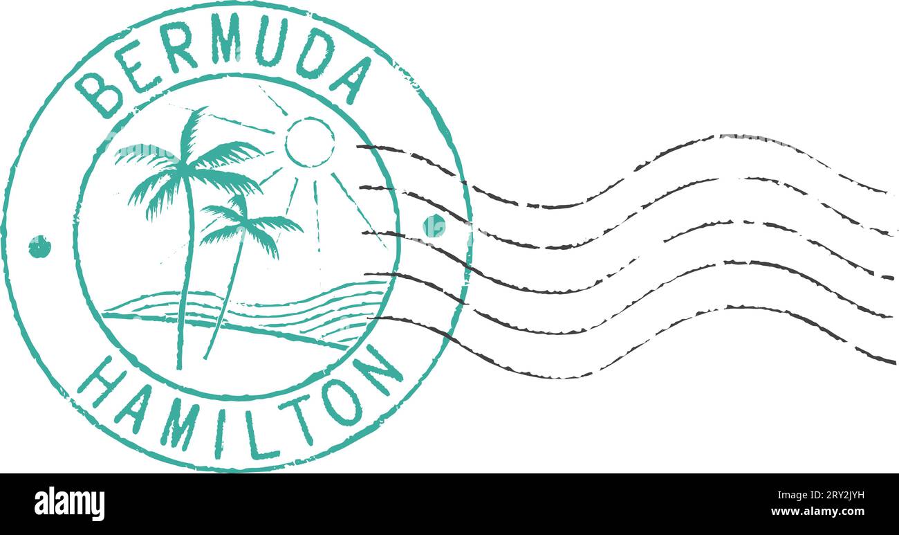 Postal grunge stamp ''Bermuda - Hamilton''. White background Stock ...