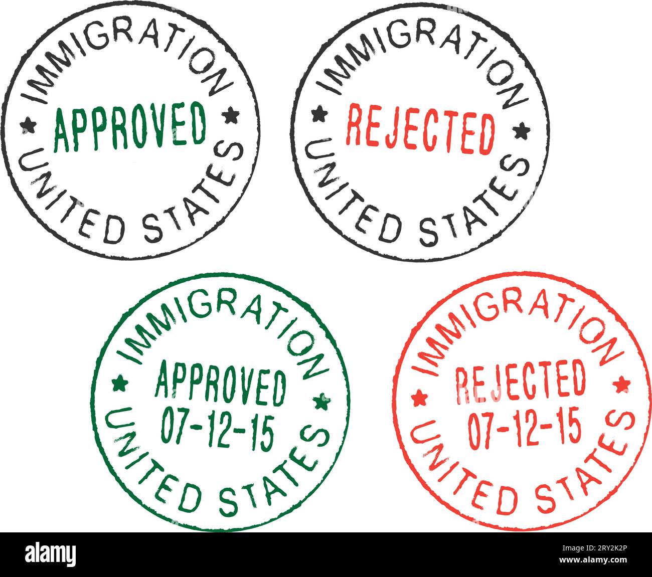 Set of vector passport stamps ''Immigration United States - Approved ...