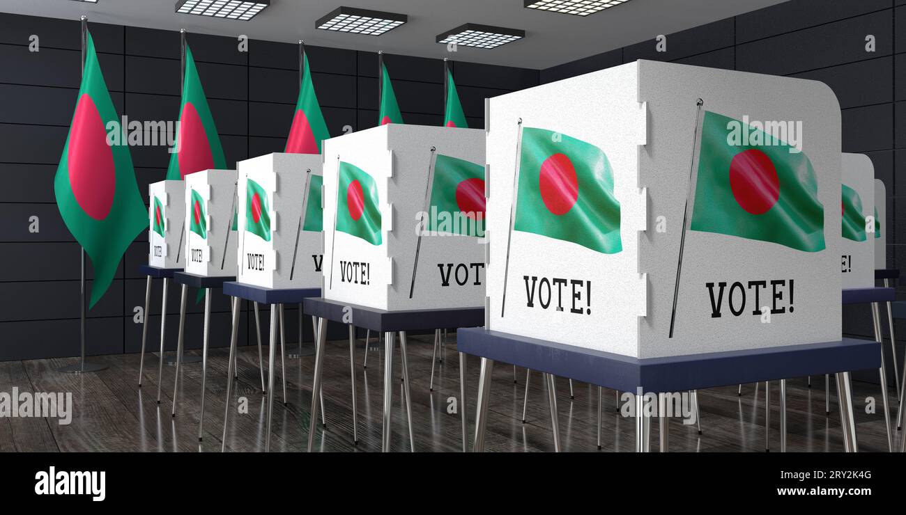 Bangladesh - polling station with many voting booths - election concept ...