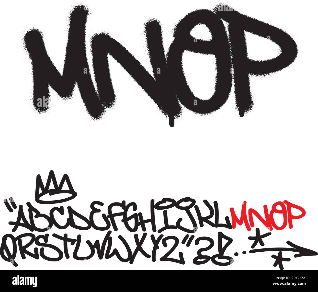 Spray graffiti tagging font. Letters ''M'', ''N'', ''O'', ''P''. Part 4 ...