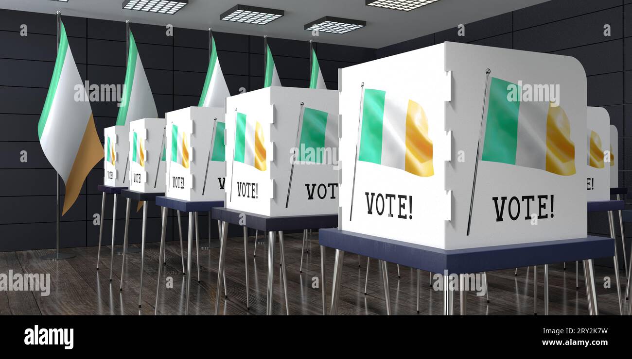 Ireland Polling Station With Many Voting Booths Election Concept 3d Illustration Stock