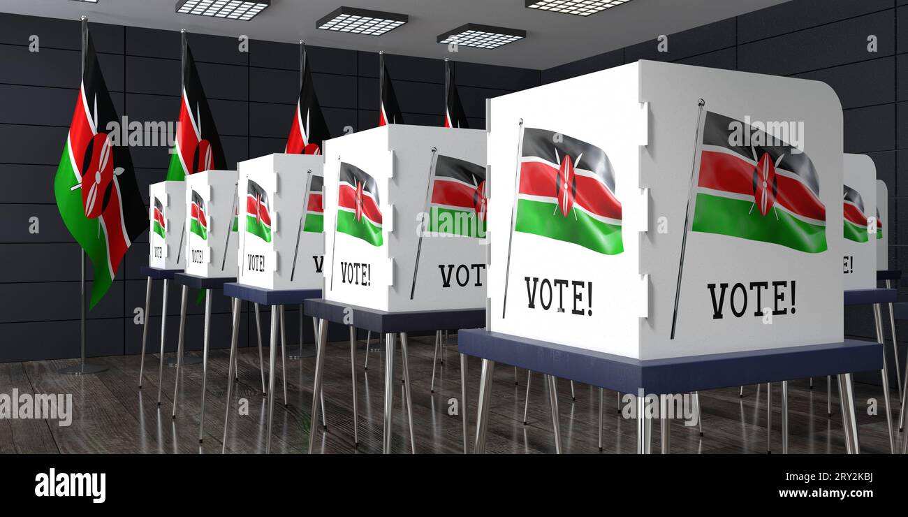 Kenya - polling station with many voting booths - election concept - 3D ...