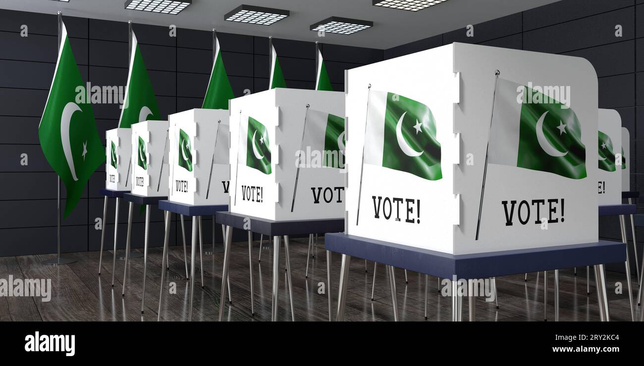 Pakistan - polling station with many voting booths - election concept ...