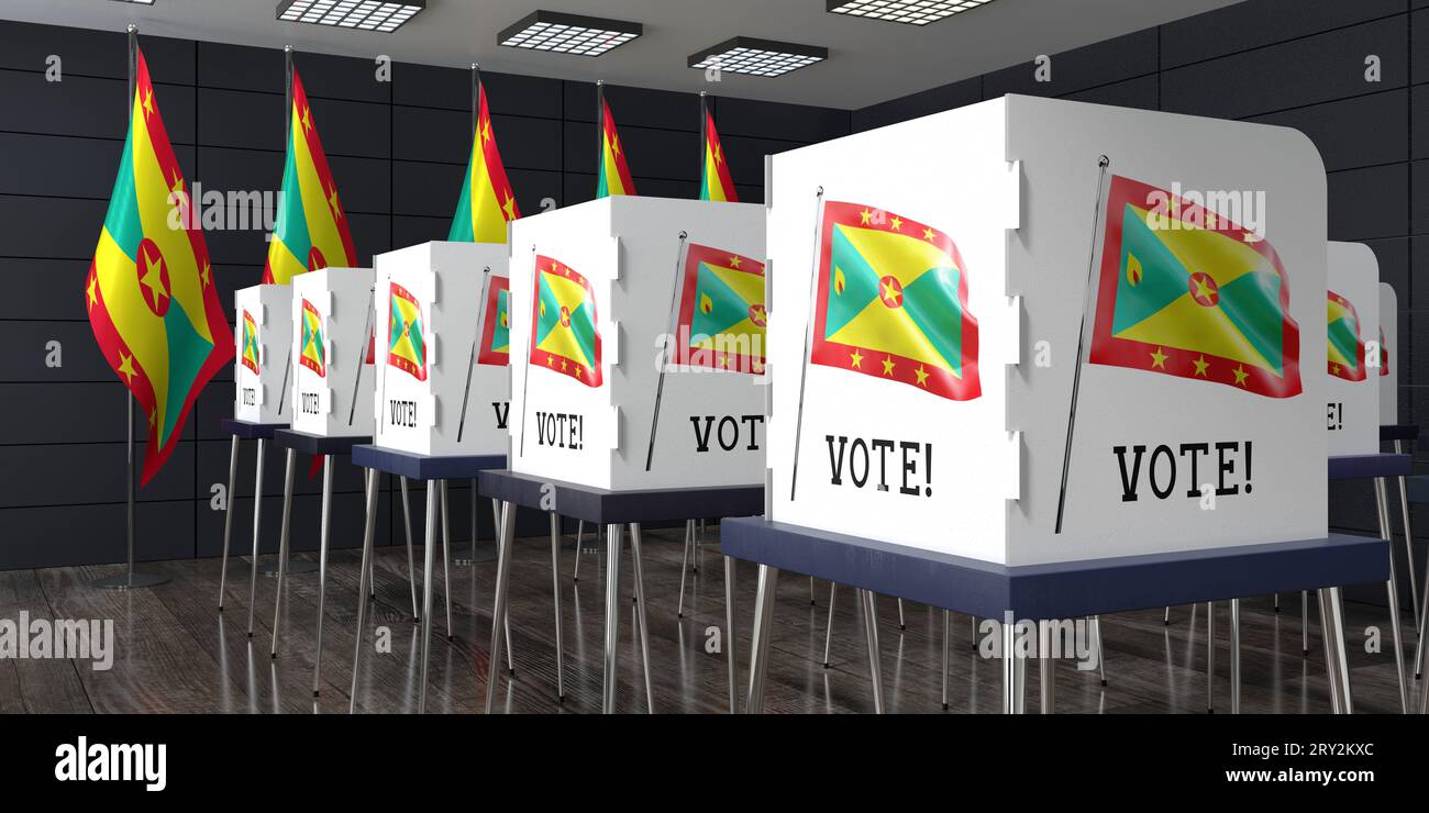 Grenada - polling station with many voting booths - election concept ...