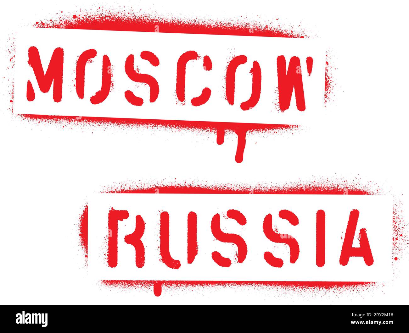 ''Moscow'' and ''Russia'' spray paint graffiti stencils Stock Vector ...