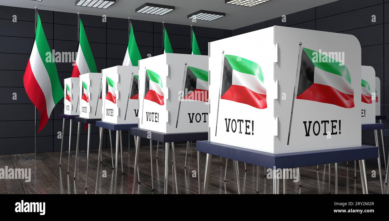 Kuwait - polling station with many voting booths - election concept ...