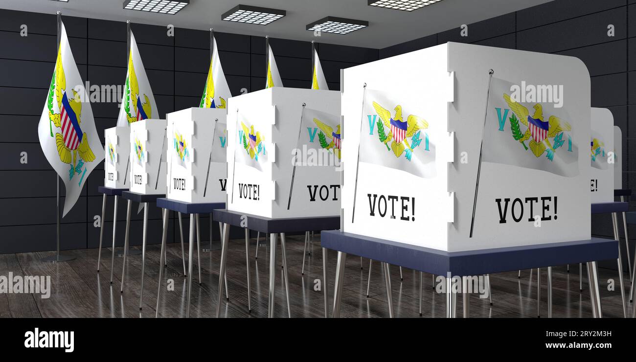 American Virgin Islands - polling station with many voting booths ...