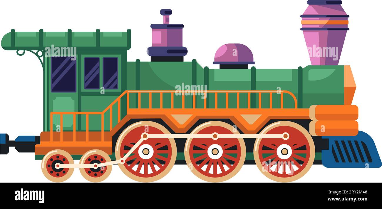 Retro steam train, vintage locomotive transport Stock Vector Image ...