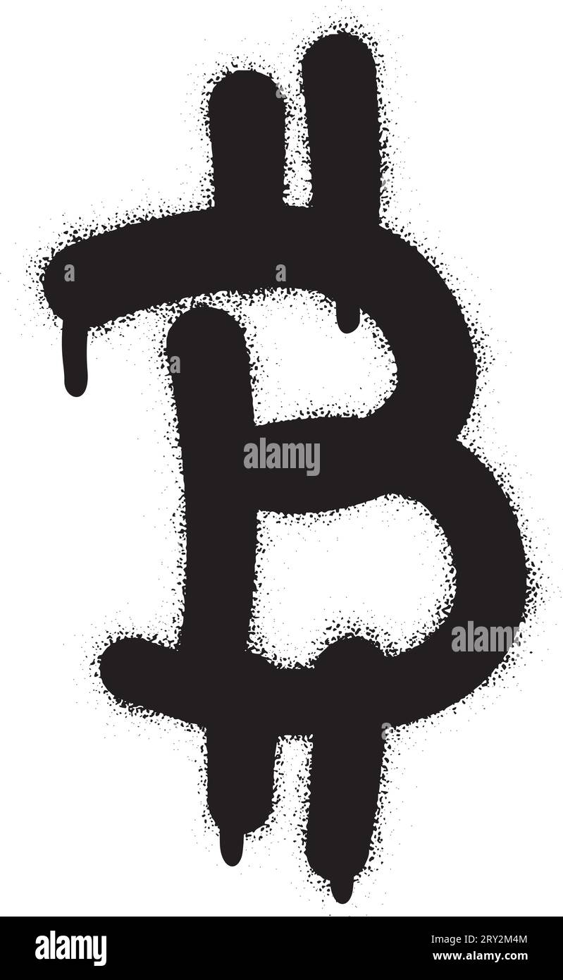 Isolated spray graffiti Bitcoin sign. White background Stock Vector ...