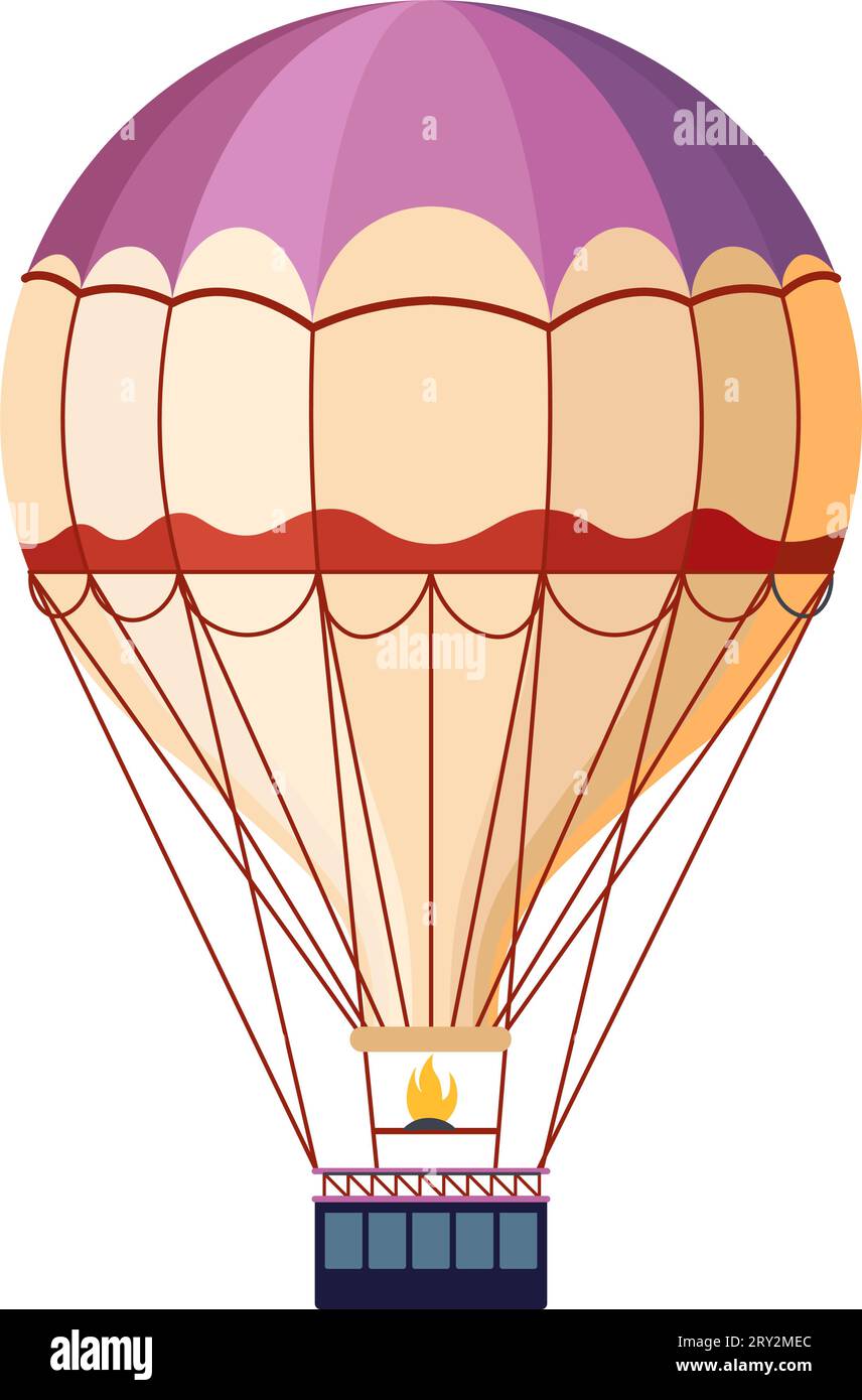 Retro hot air balloon with fire and cabin vector Stock Vector Image ...