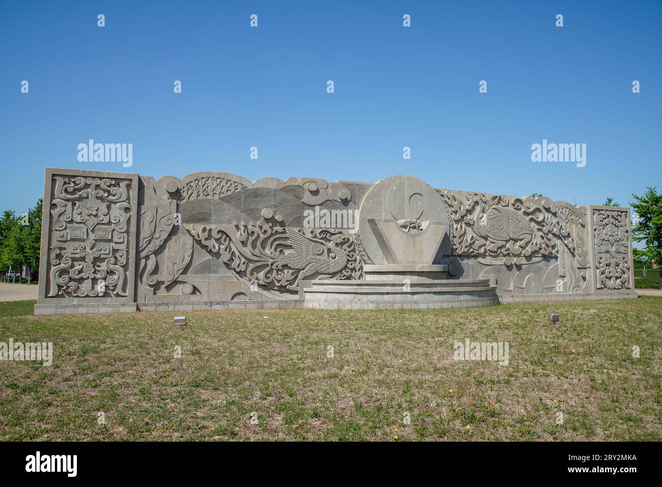 Stone carving crafts in a tourist attraction in North China Stock Photo ...